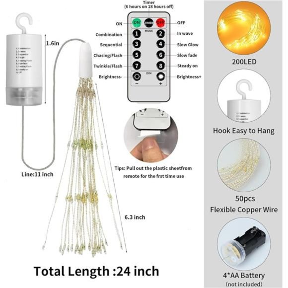 Holiday | 4 Pack 80 Led Firework Lights Diy Starburst Lights Hanging ...